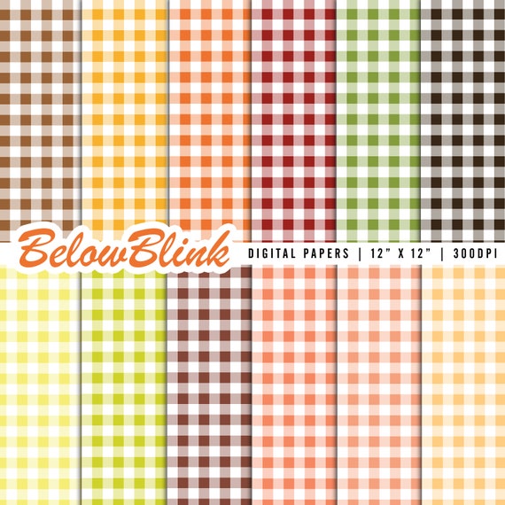 Thanksgiving Gingham Digital Paper Pack, Seamless Backgrounds, Fall ...