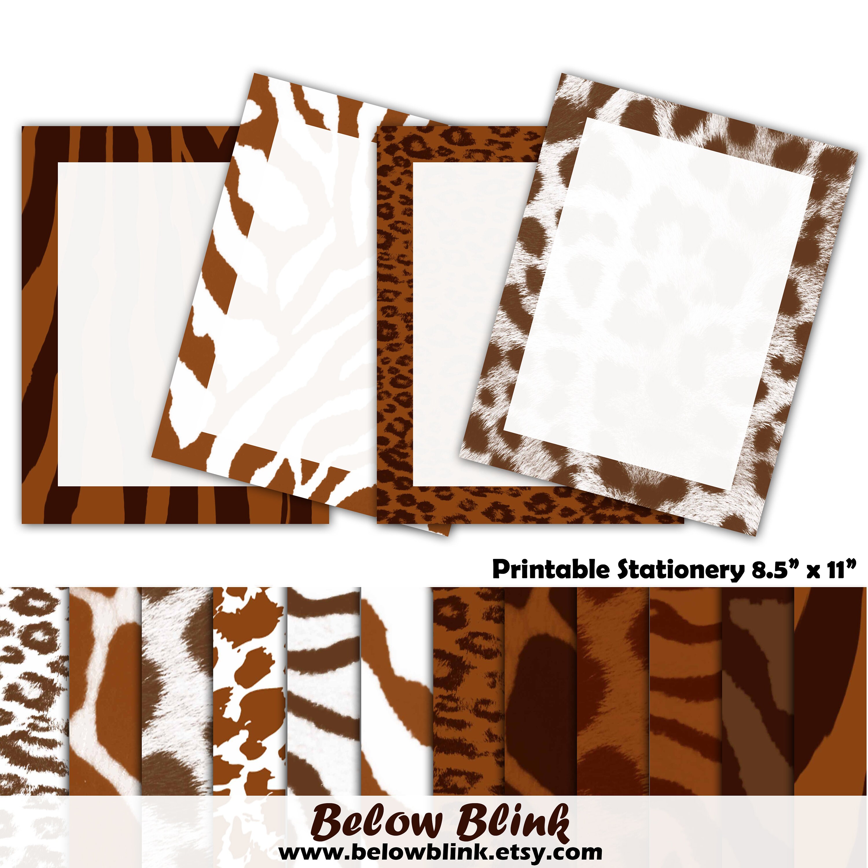 Safari Animal Print Stationery Writing Paper Printable | Etsy