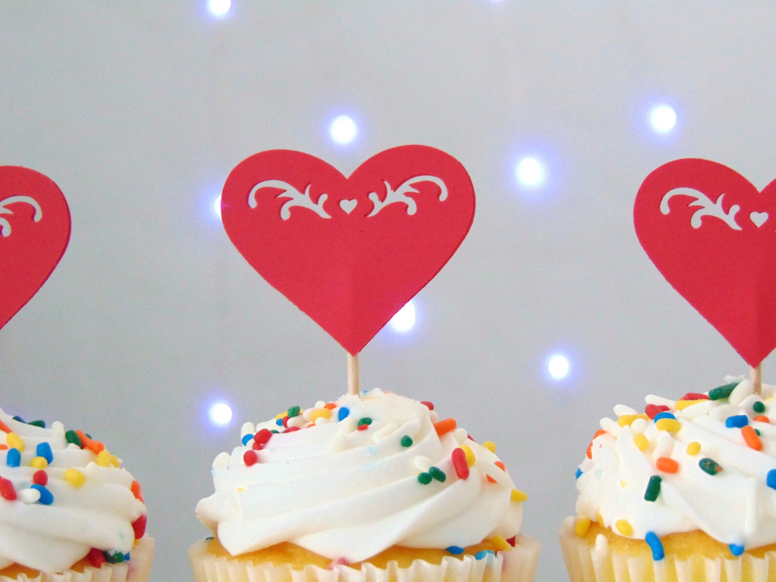 Red Heart Cupcake Toppers 12CT Valentine's Day - Etsy