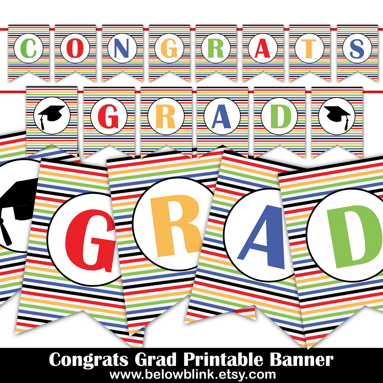 Congrats Grad Printable Banner Graduation Banner | Etsy