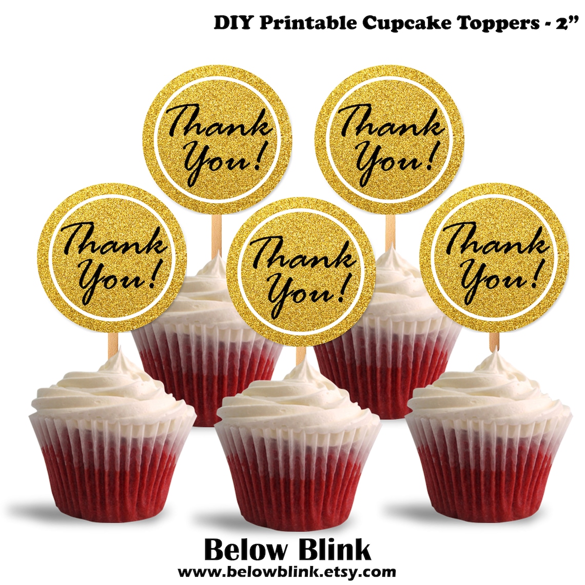 Thank You Cupcake Toppers Printable Cupcake Toppers Thank | Etsy