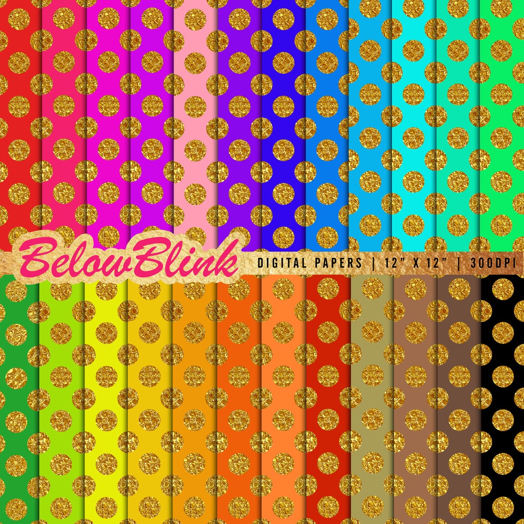 Gold Foil Polka Dots Digital Paper Gold Wedding Backgrounds Photography ...
