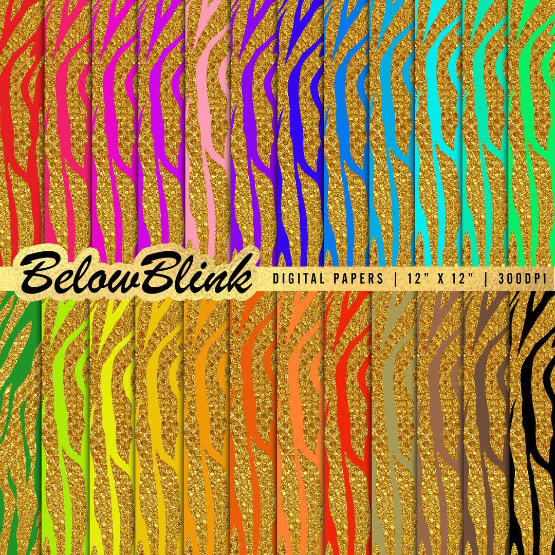 Gold Zebra Digital Paper Animal Skin Jungle Background Safari ...