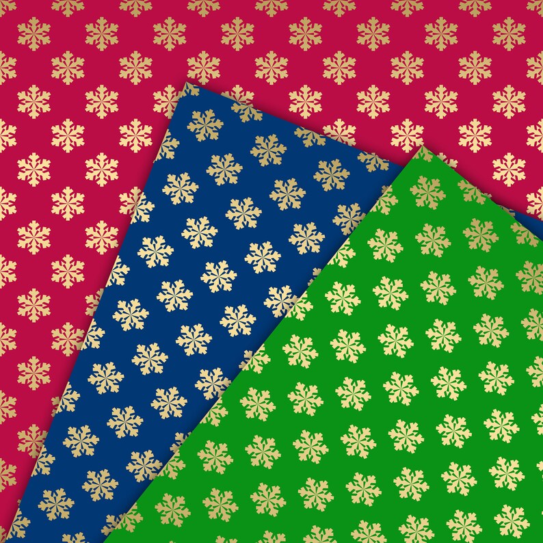 Christmas Digital Paper Snowflake Gold Metallic Scrapbook Paper ...