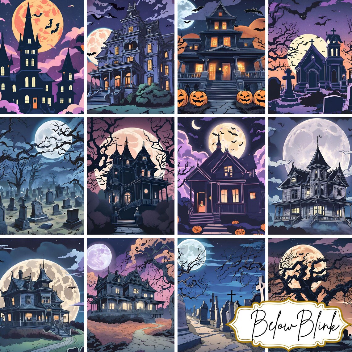Eerie Night Sky Halloween Junk Journal Pages, Halloween Digital Paper ...