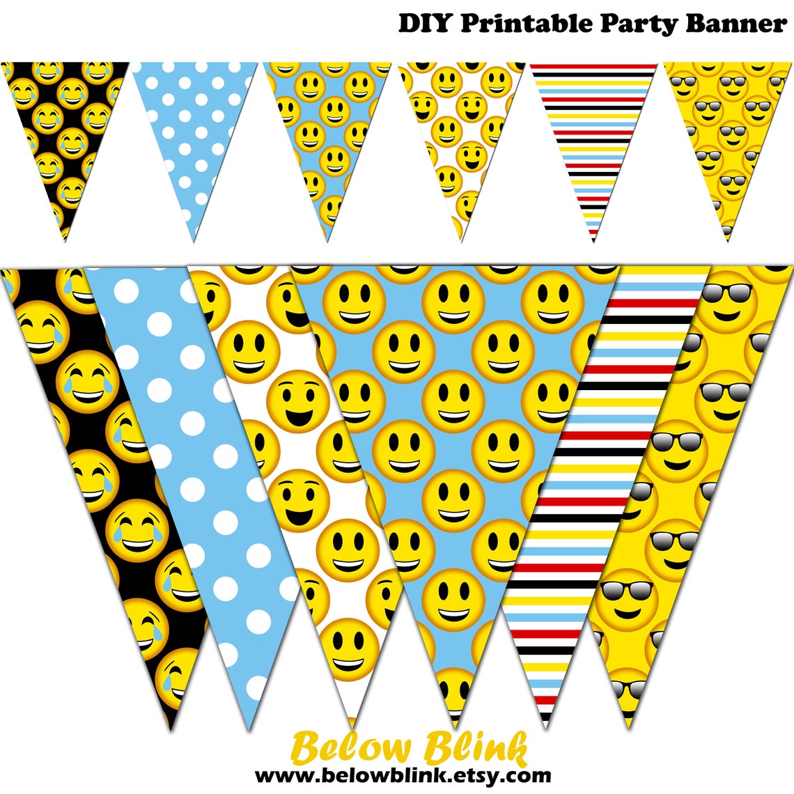 Emoji Banner Smiley Printable Banner Emoji Party Pennant - Etsy