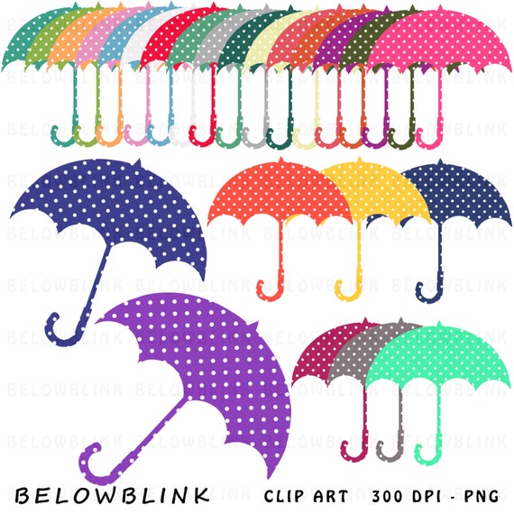 Polka Dot Umbrella Digital Clip Art, Commercial Use - Instant Download ...