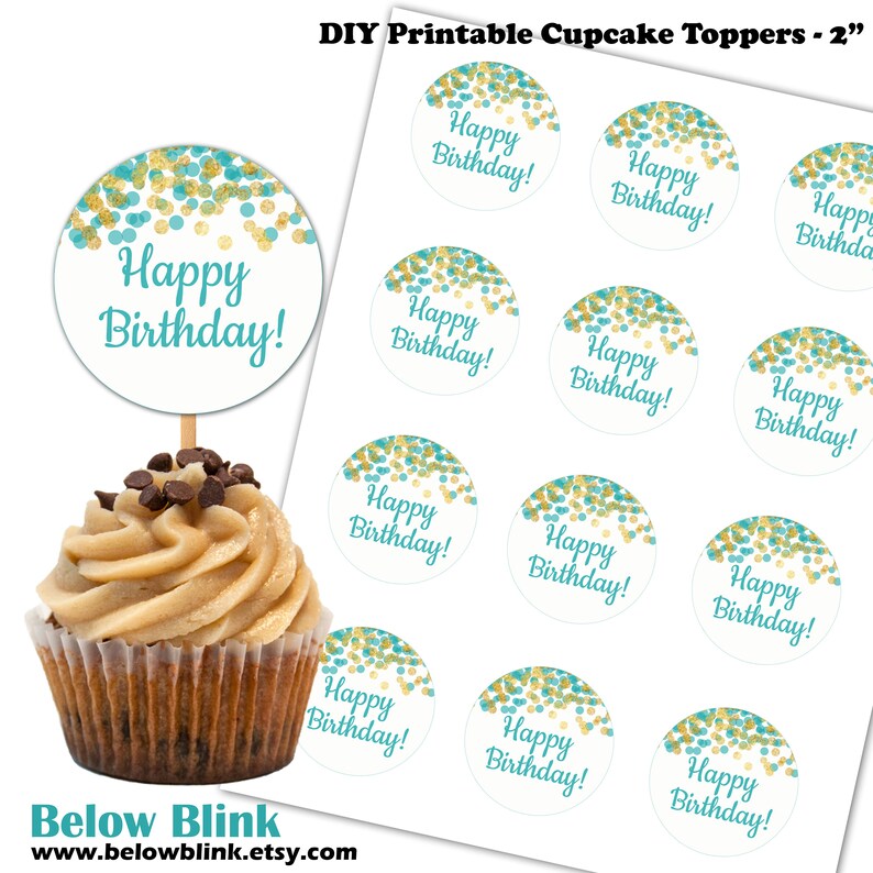 Happy Birthday Cupcake Toppers Printable Party Circles Favor - Etsy