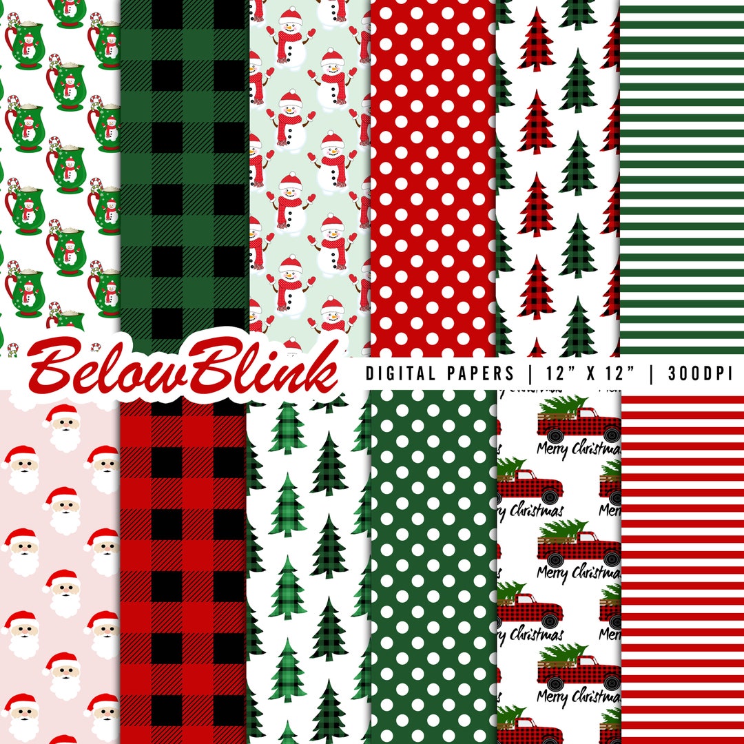 Christmas Digital Paper, Seamless Backgrounds, Scrapbook Paper ...