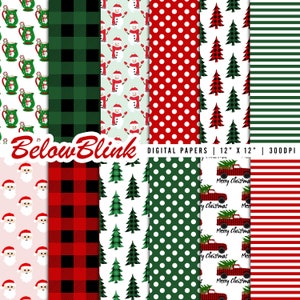 Christmas Digital Paper, Seamless Backgrounds, Scrapbook Paper ...