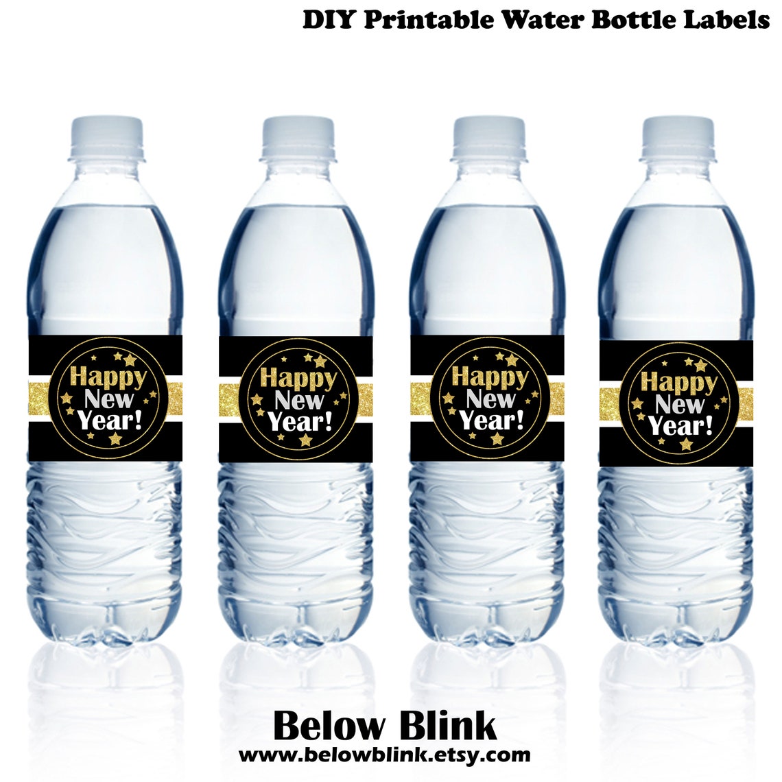 Happy New Year Water Bottle Labels Printable Water Bottle | Etsy