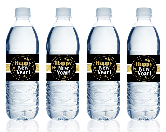 Happy New Year Water Bottle Labels Printable Water Bottle - Etsy