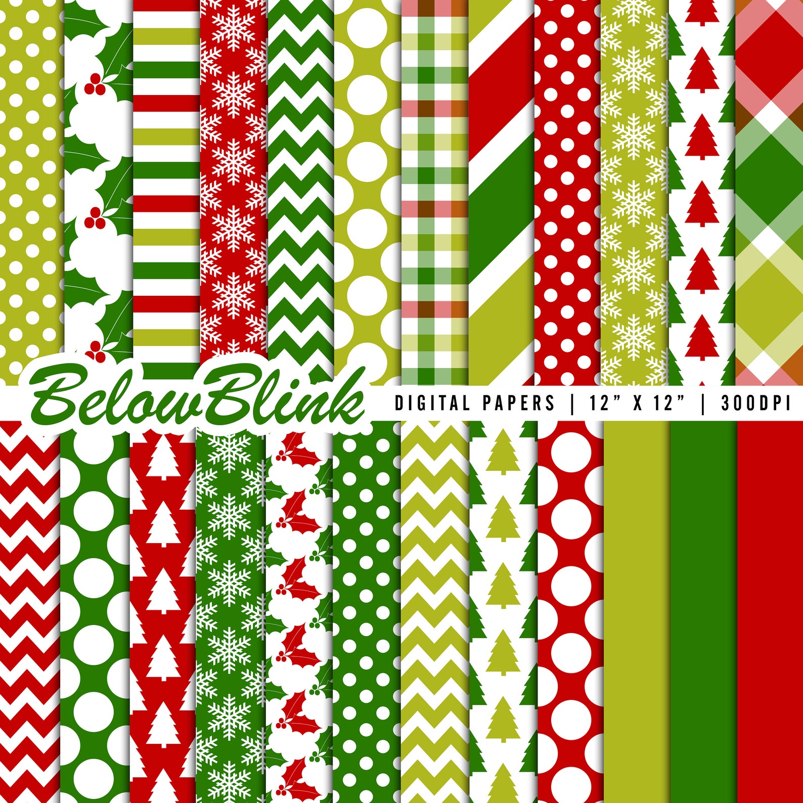 Christmas Digital Paper, Scrapbook Papers, Snowflake, Christmas Tree ...