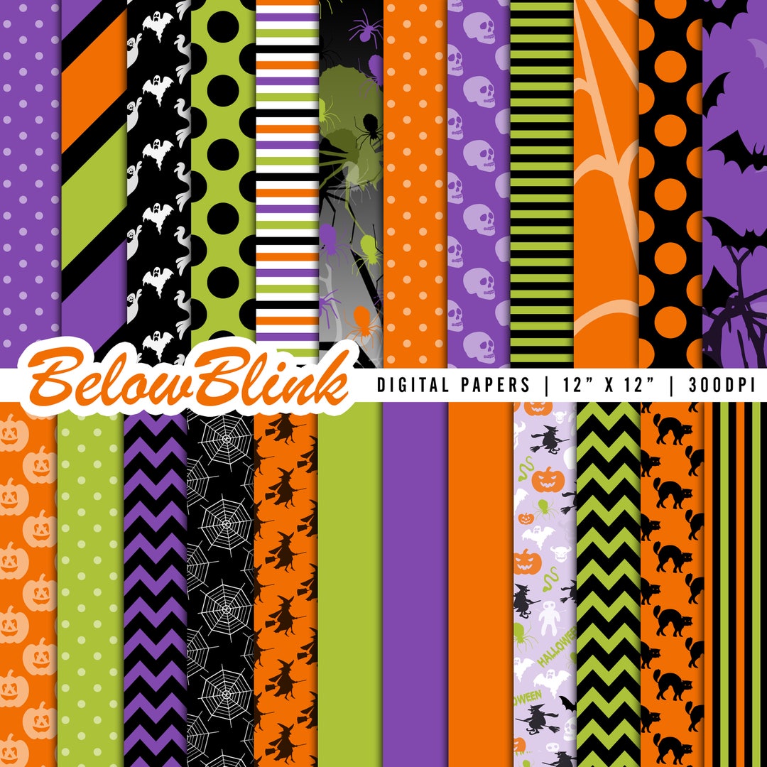 Halloween Digital Paper, Spooky Scrapbook Papers, Halloween Theme Party ...