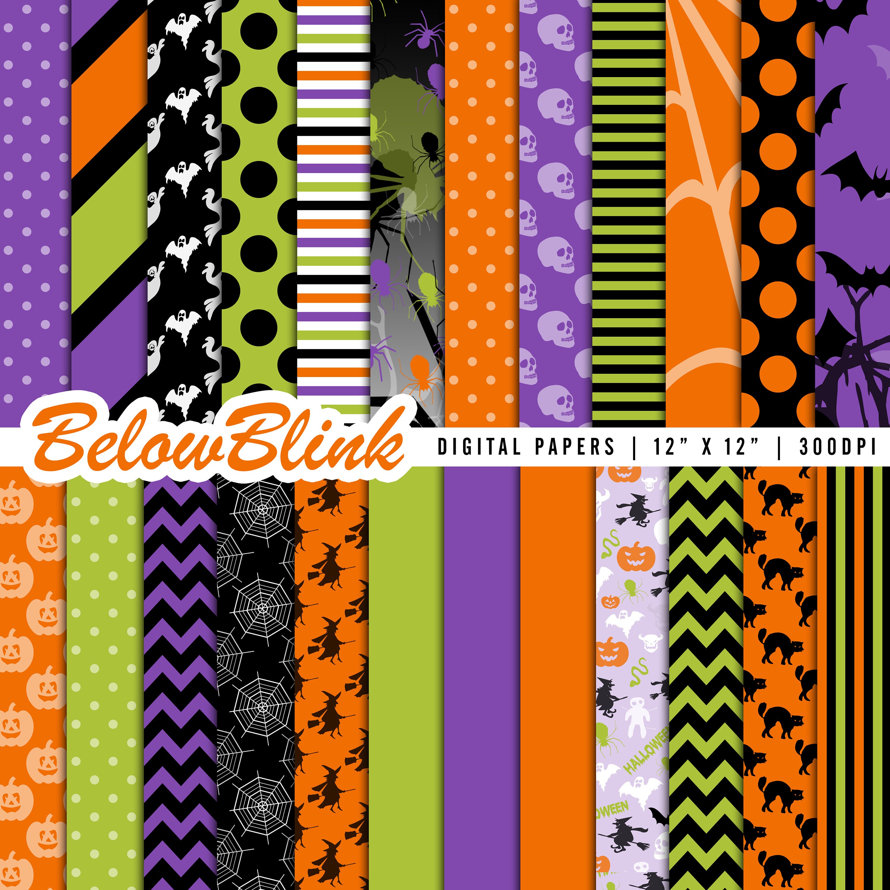 Halloween Digital Paper Spooky Scrapbook Papers Halloween | Etsy