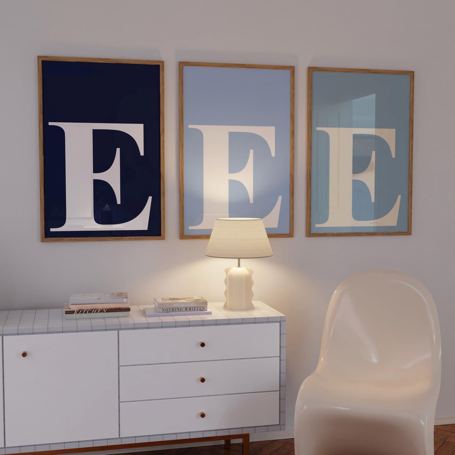 Royal Navy Blue Letter E Print, Trendy Aesthetic Single Letter E ...