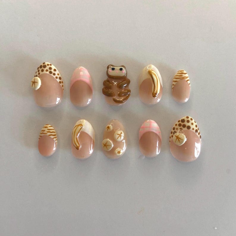 3D Monkey Press-on Nails: Playful Banana Nail Art - Etsy Canada