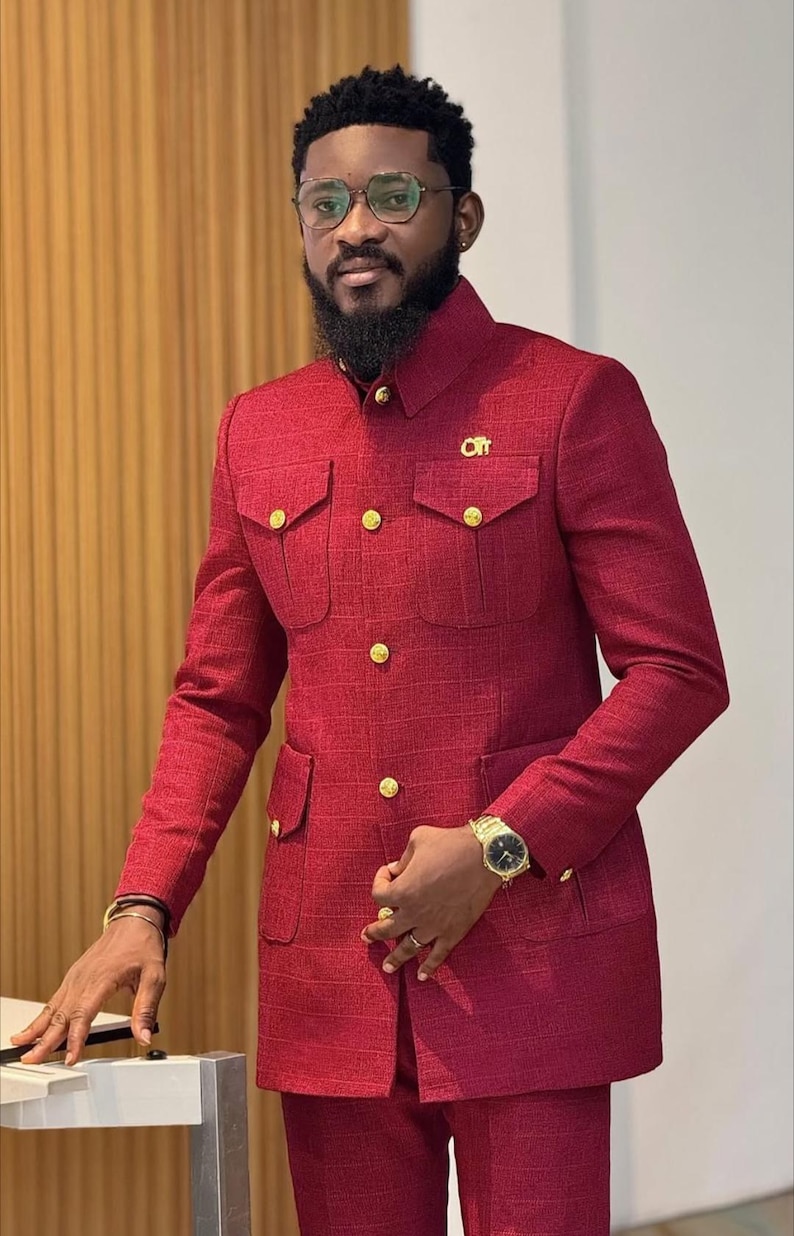 Handmade African Men's Suit: Traditional Wedding Groom Groomsmen Attire ...