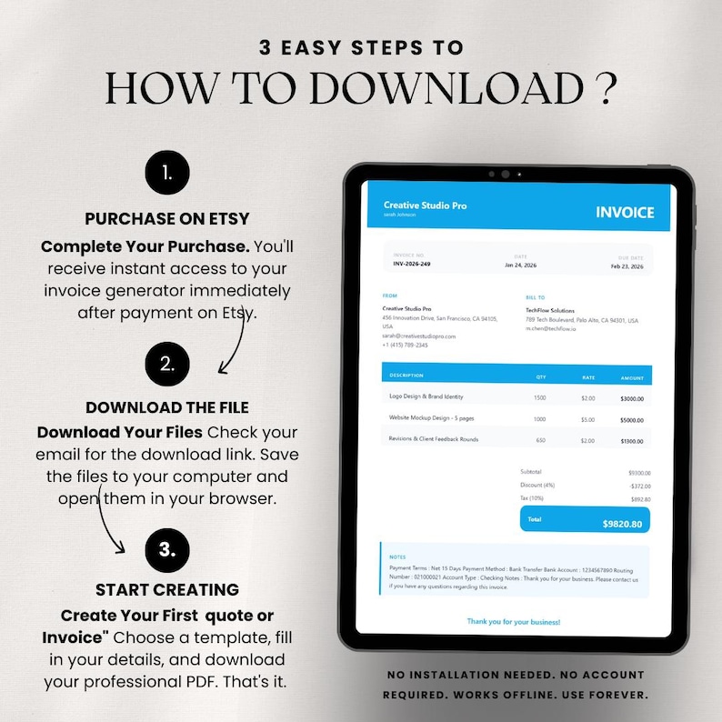 Invoice & Quote Generator | Professional Templates (PDF Download) - Etsy