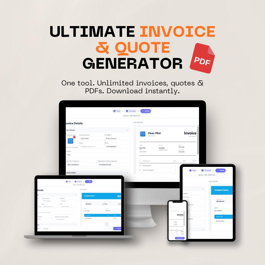 Invoice & Quote Generator | Professional Templates (PDF Download) - Etsy