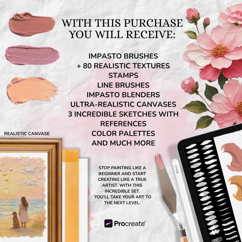 Ultra-realistic Impasto Brushes for Procreate – 250+ Stamps, Brushes ...