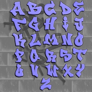 Straight Letter Graffiti Alphabet Procreate Brushes | 26 Letter Stamp ...