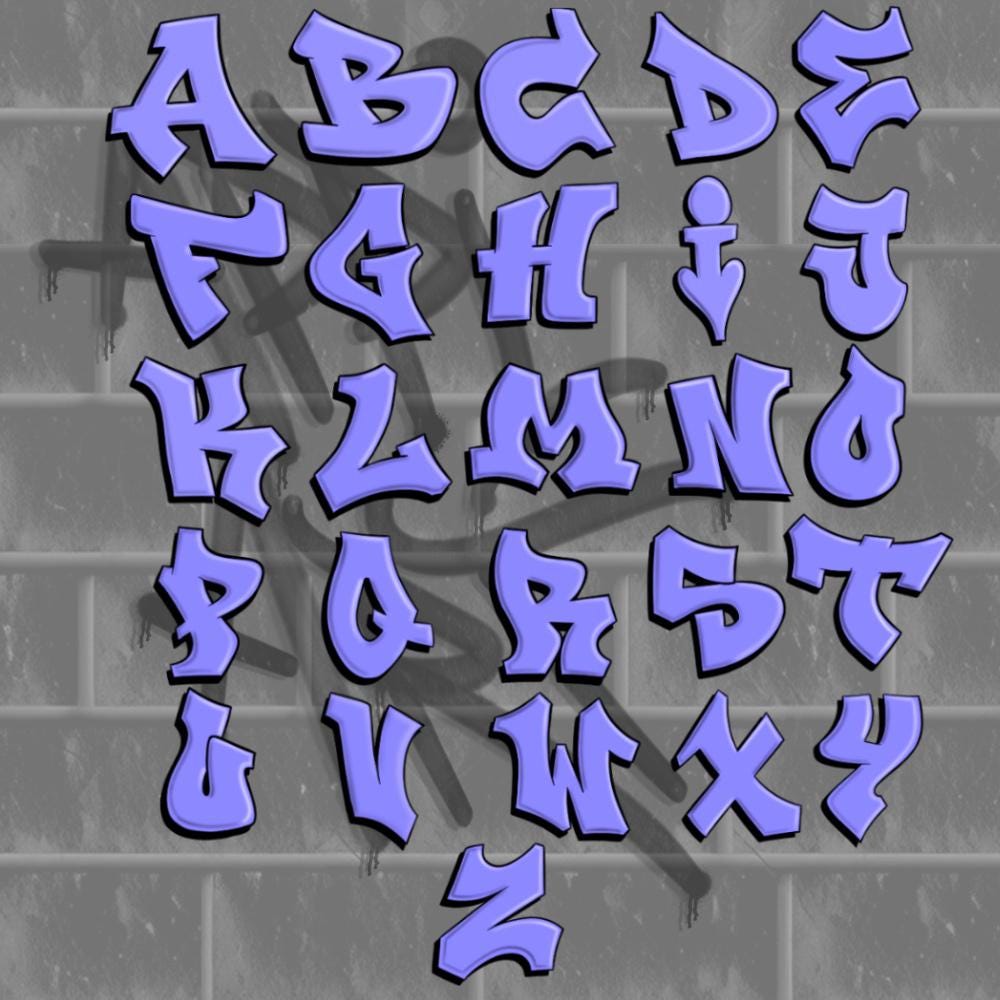Straight Letter Graffiti Alphabet Procreate Brushes | 26 Letter Stamp ...
