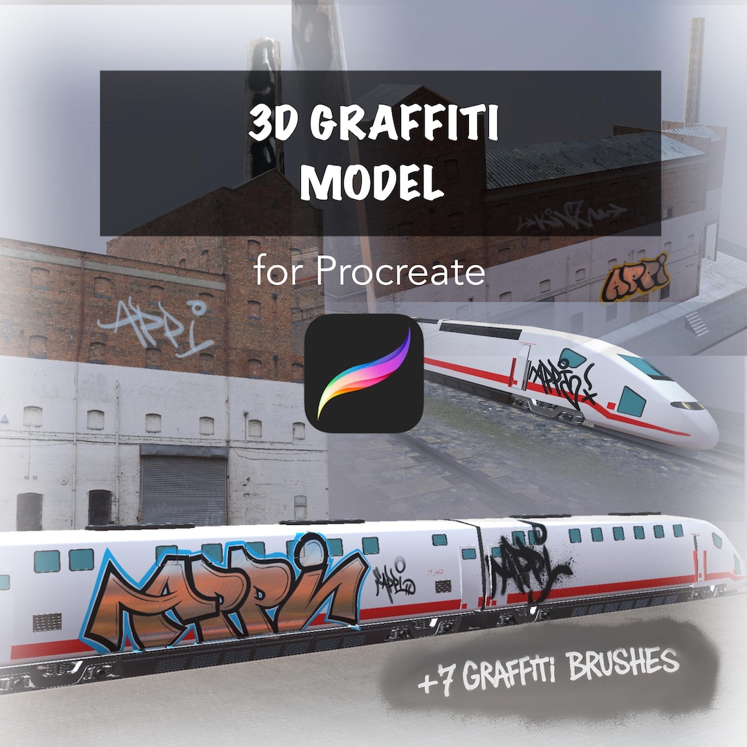 3D Graffiti Model + Brush Set | INSTANT DOWNLOAD | Digital Graffiti ...