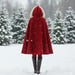 Luxury Red Hooded Winter Cape With Faux Fur Trim – Elegant Christmas ...