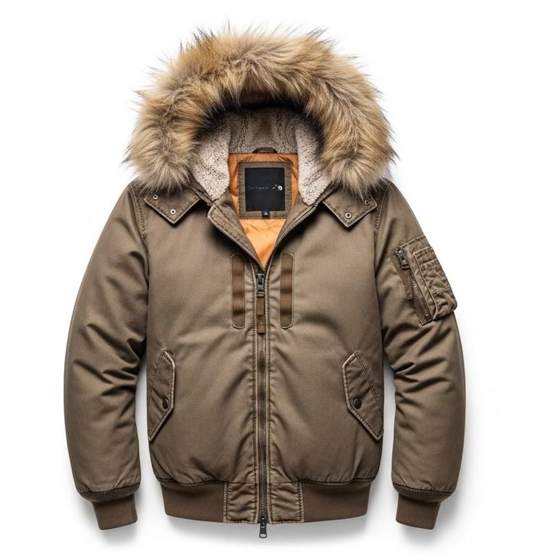 Men's Winter Bomber Jacket With Faux Fur Hood Jacket - Etsy
