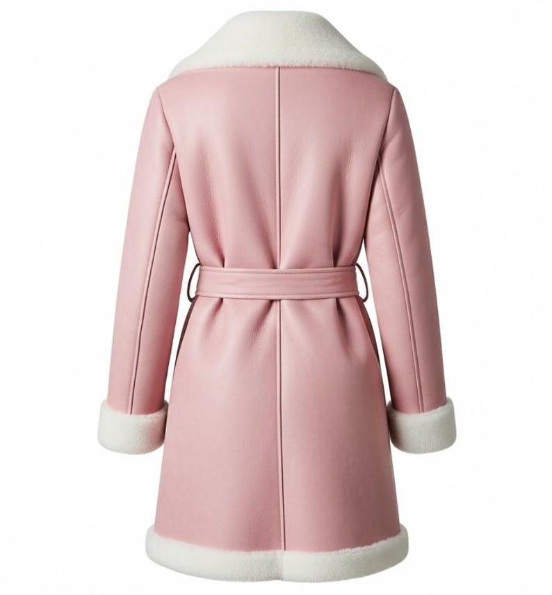 Pink Faux Shearling Coat – Belted Faux Suede Winter Overcoat - Etsy