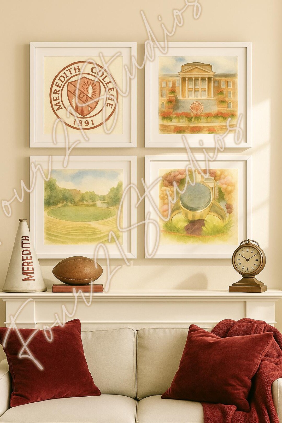 Meredith College Watercolor Wall Art – 4 Printable 8x8 Jpgs – Digital ...