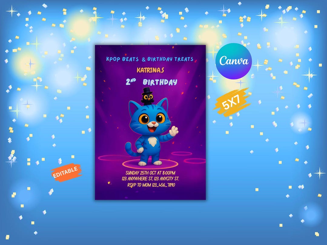 KPOP Demon Hunters Invitation,derpy the Tiger Inspired Birthday ...