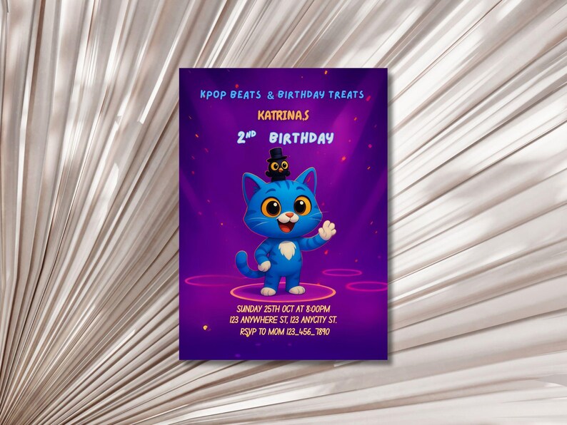 KPOP Demon Hunters Invitation,derpy the Tiger Inspired Birthday ...