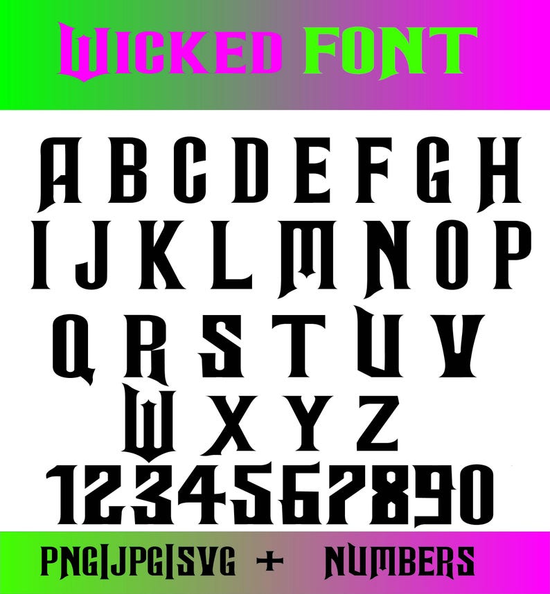 Wicked Font,musicle Font Svg,custom Wicked Font OTF Ttf,svg and ...