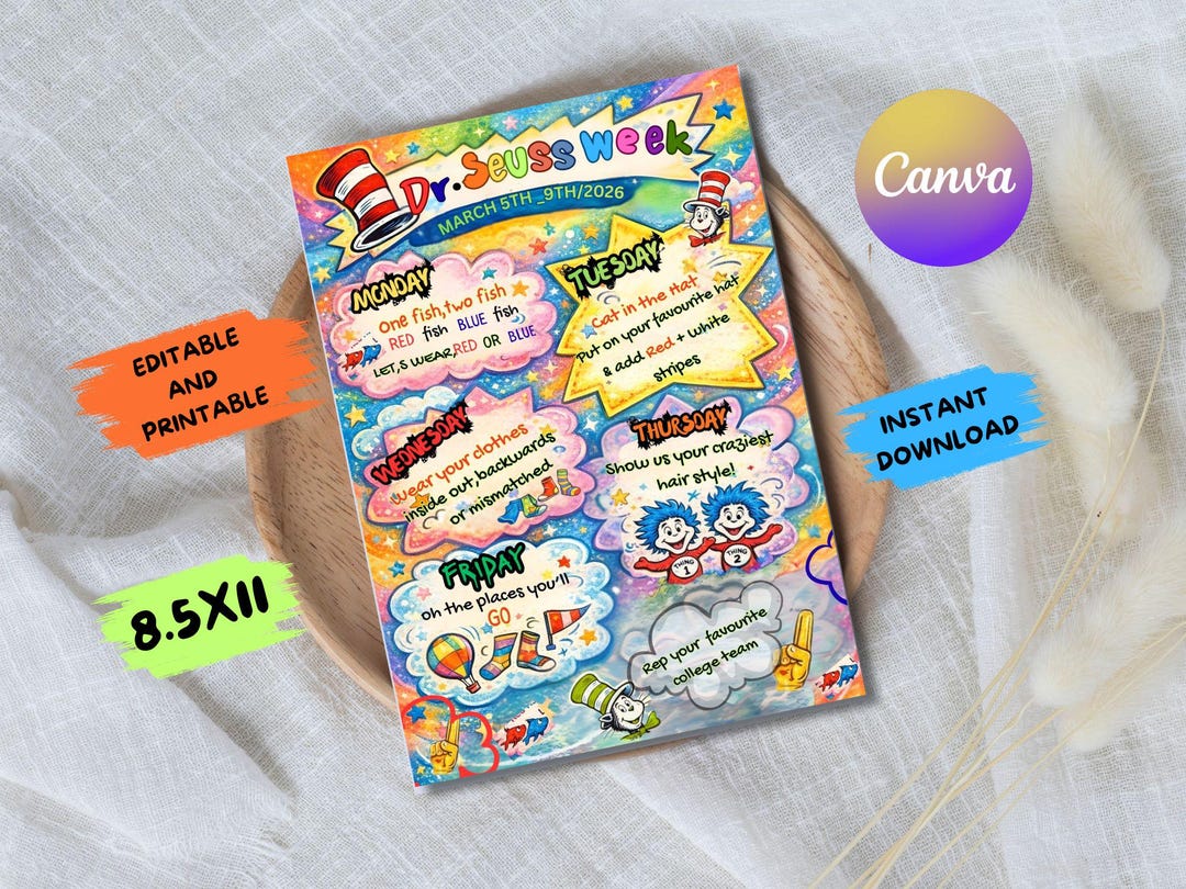 Editable Dr. Seuss Template |school Reading Flyer |school Flyer ...