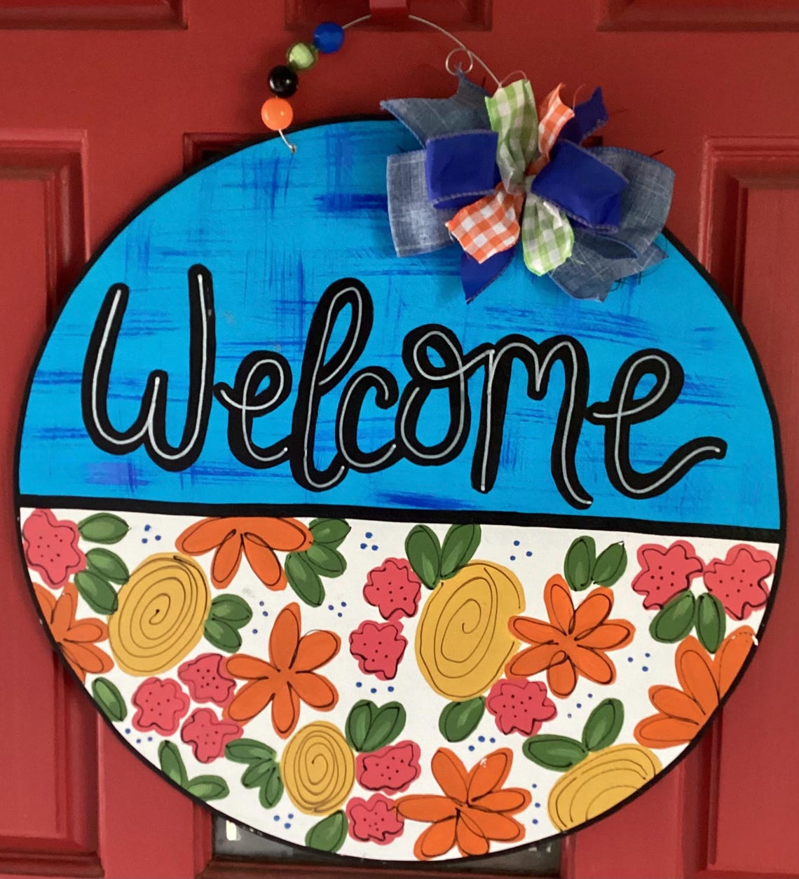 Wooden Hand Painted Spring, Summer Flower Door Hanger - Etsy
