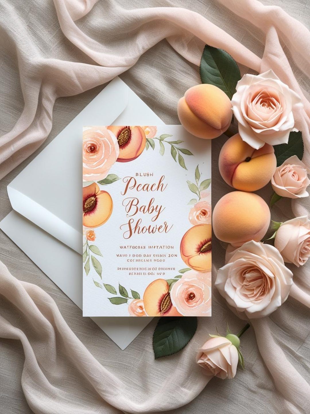 Peachy Keen Baby Shower Invitation – Editable Canva Template – Fruit ...