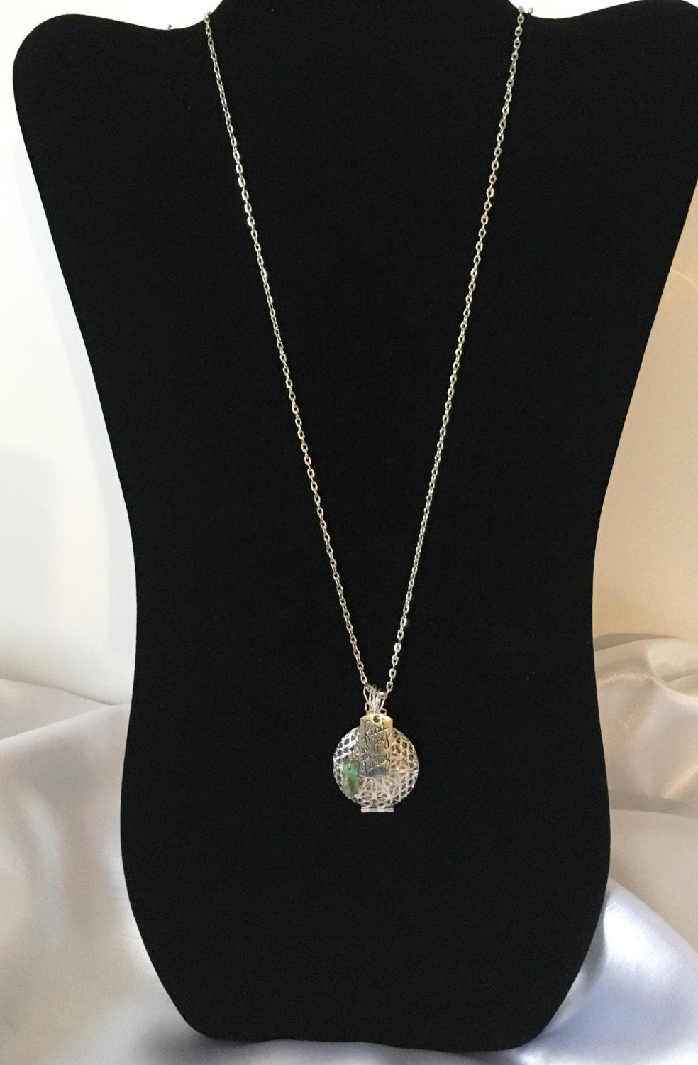 Silver Essential Oil Diffuser Necklace w Find Joy In The | Etsy