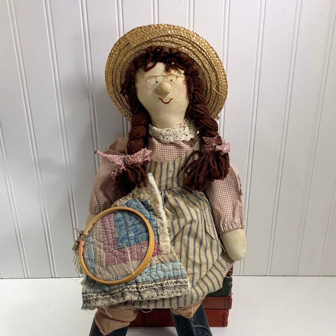 Vintage Doll Handmade & Painted Face, Country Farmhouse Primitive Amish ...