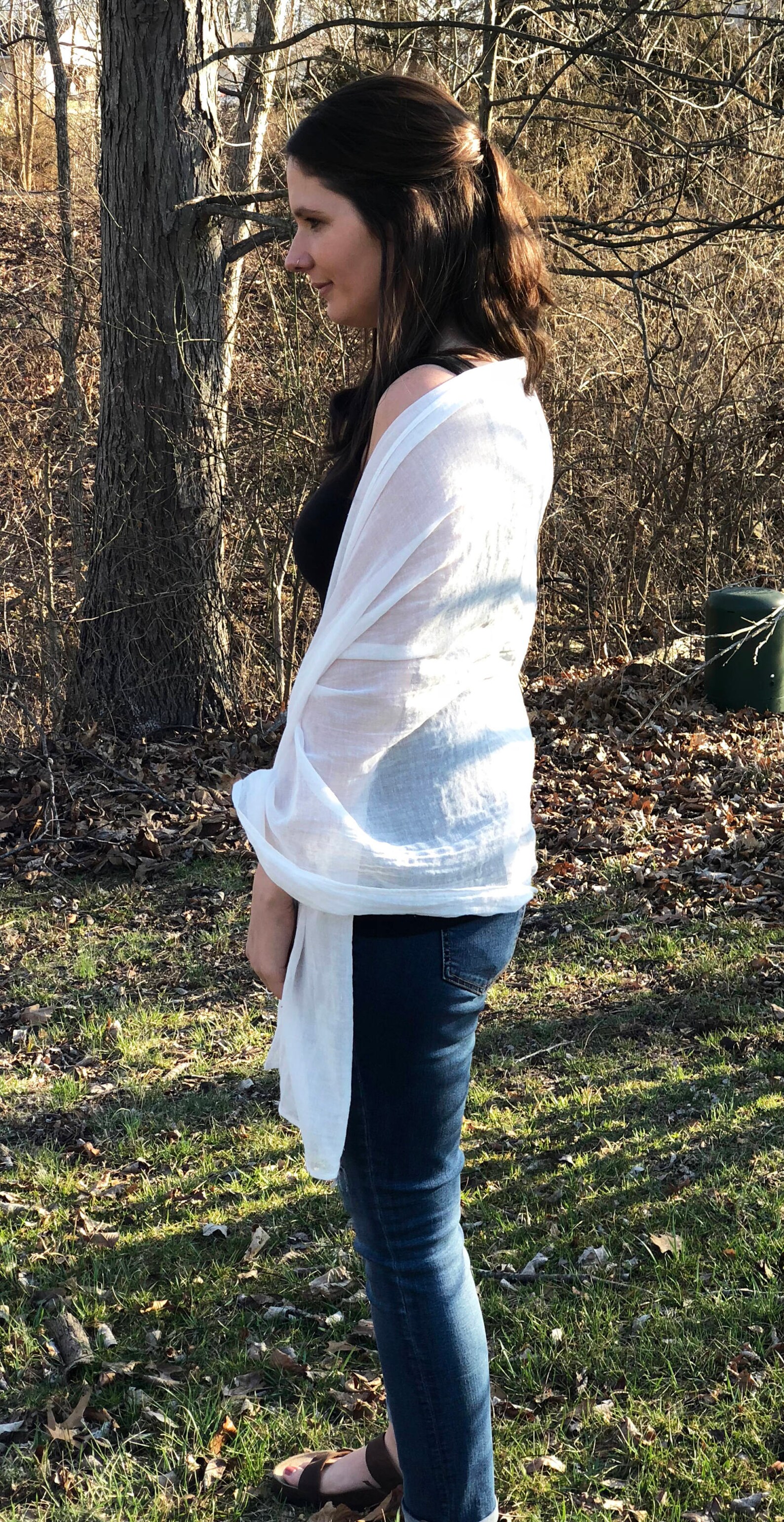 White Muslin Shawl Wrap Very Light Weight X/long 74 X 28 - Etsy