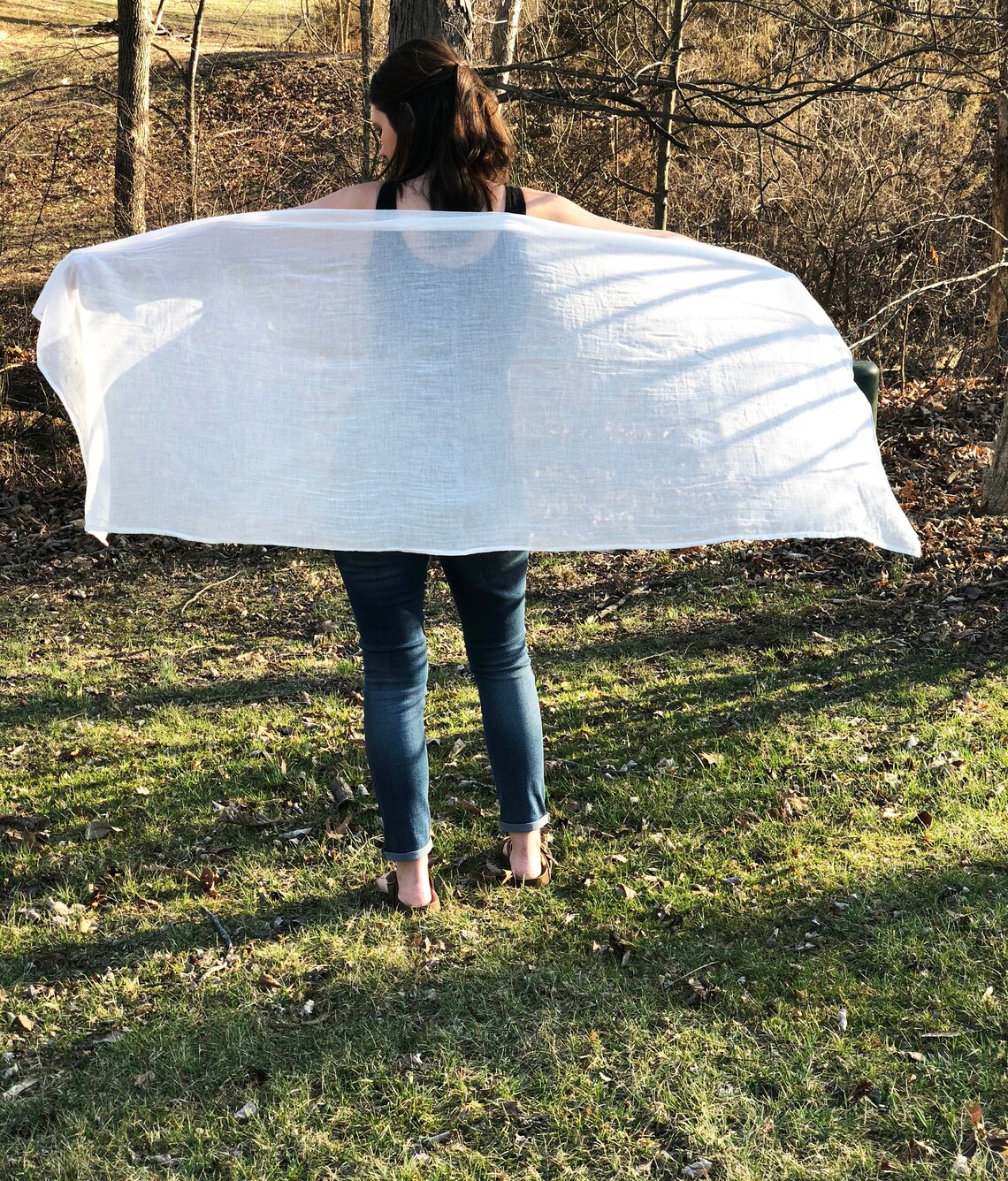 White Muslin Shawl Wrap Very Light Weight X/long 74 X 28 - Etsy