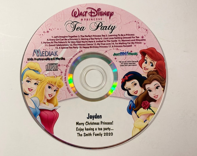 Personalized Disney Princess Tea Party CD Real Character Voices Name 64 ...