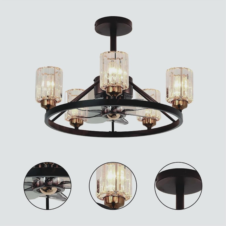 Modern Farmhouse Ceiling Fan With Lights and Remote, Black Chandelier ...