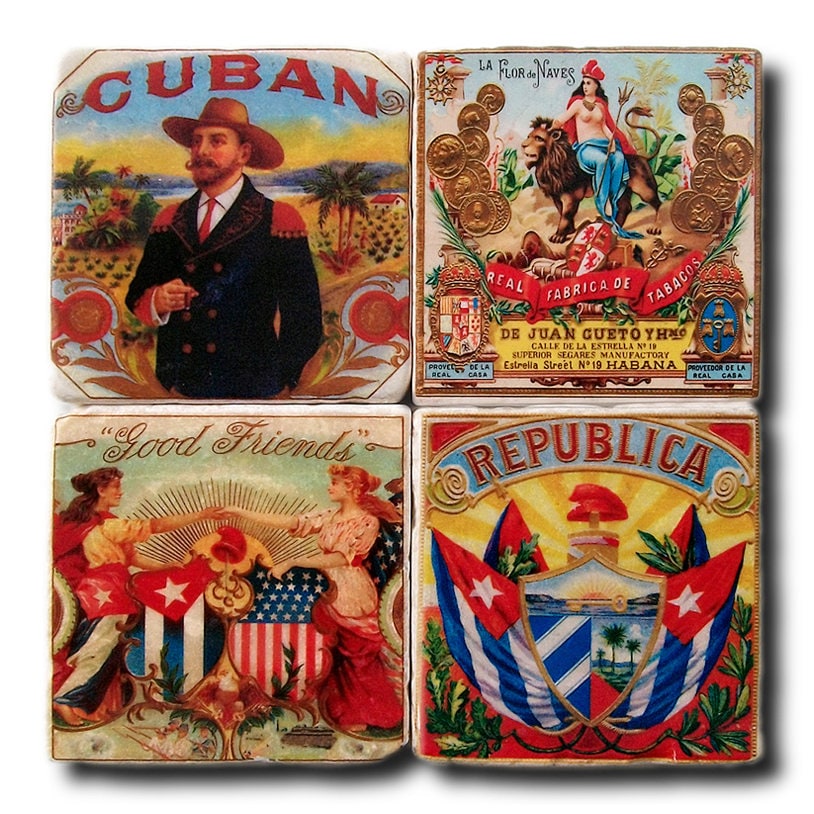 Cuban Cigar Label Art Coasters, Stone Coasters, Tumbled Marble Coaster ...