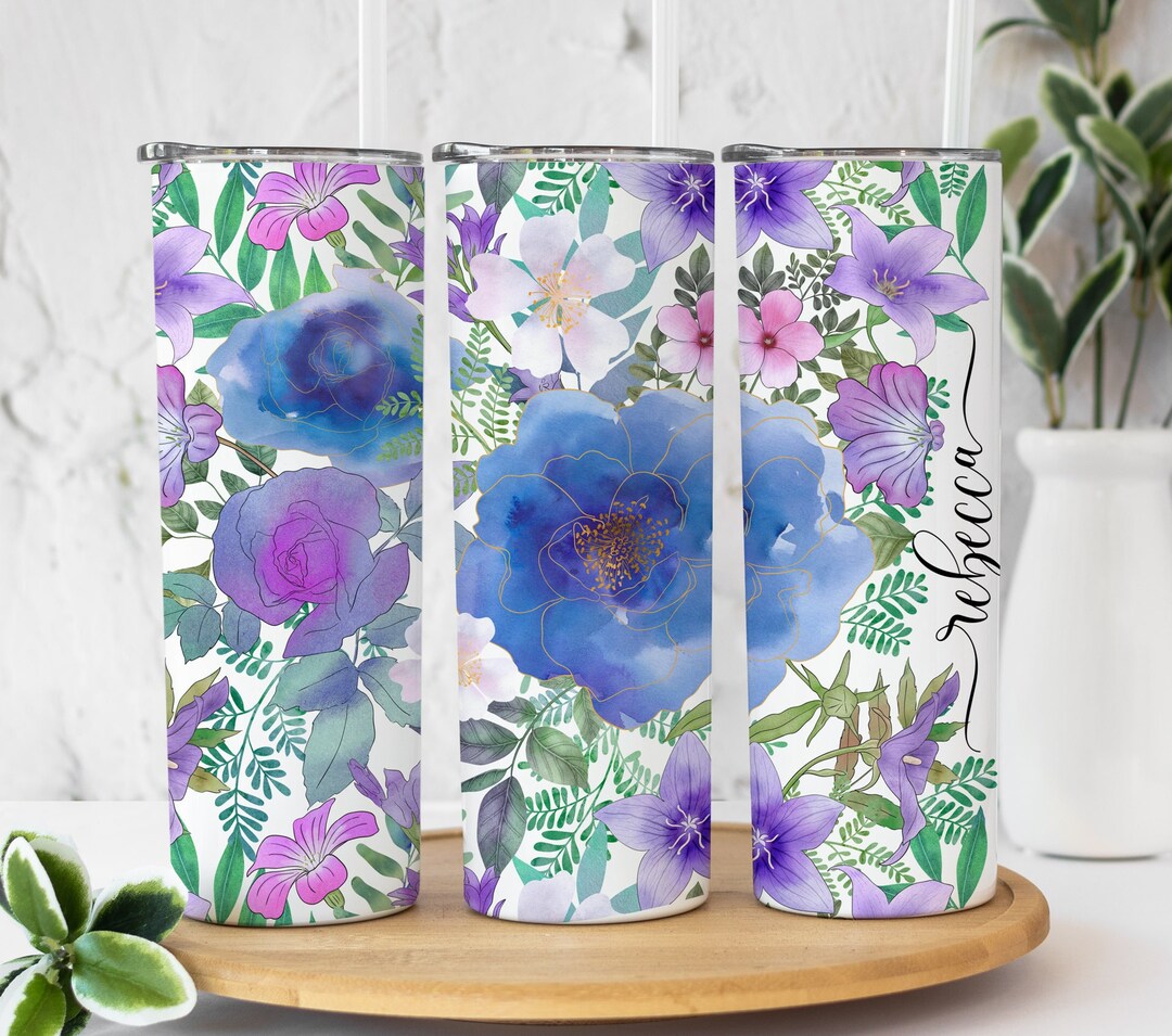 Blue Morning Glory, Large to Go Cup, Wine Tumbler, Custom Wine Glass, Water Bottle - Etsy