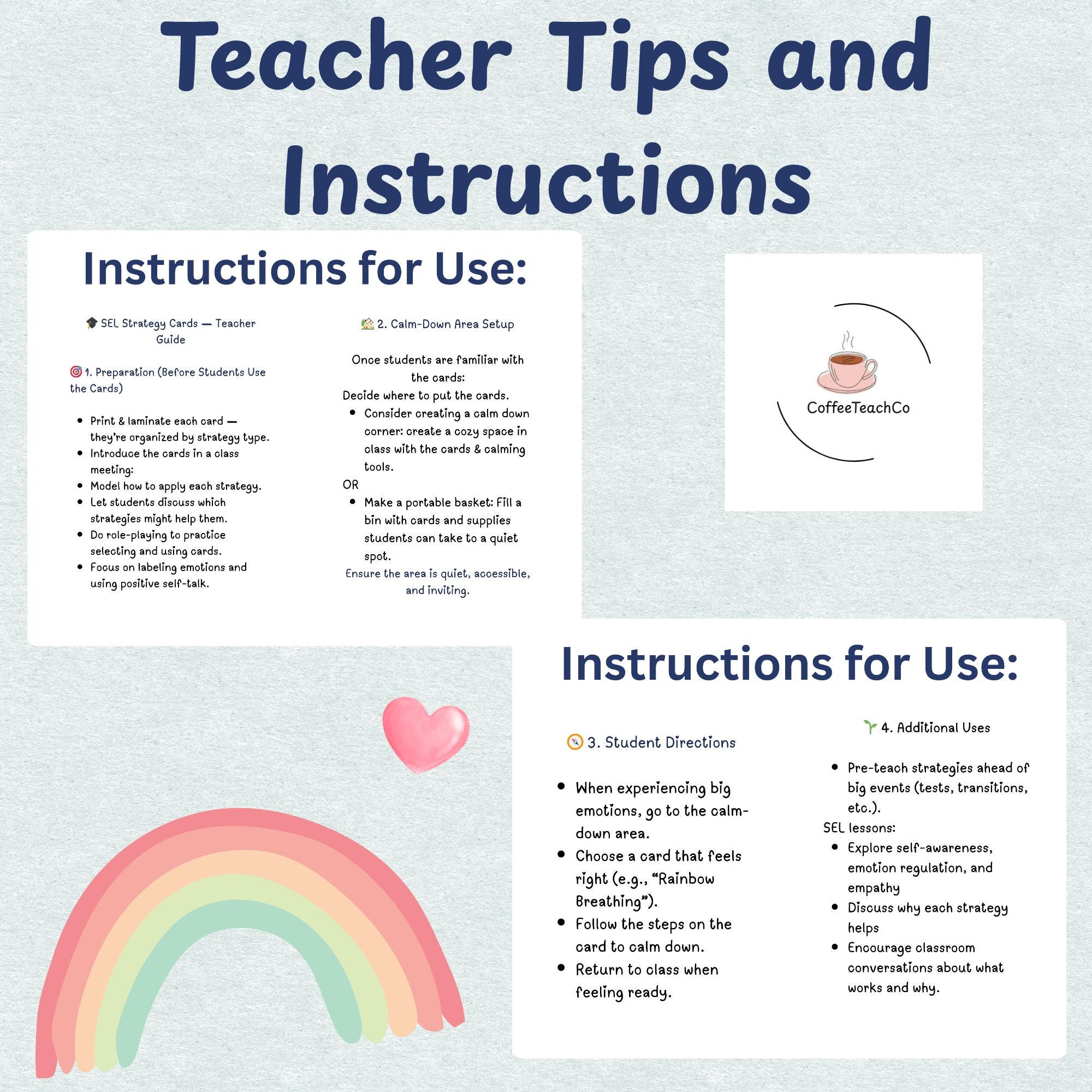 Printable SEL Activity Cards for Kids – Calming Strategies, Mindfulness ...