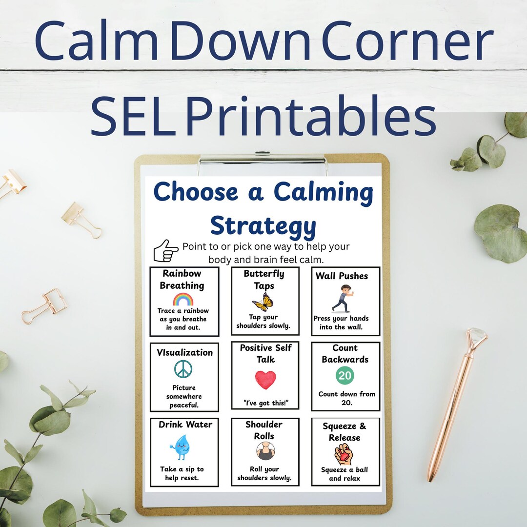 Calm Down Corner Printable – SEL Calming Strategy Choice Boards & Mini ...