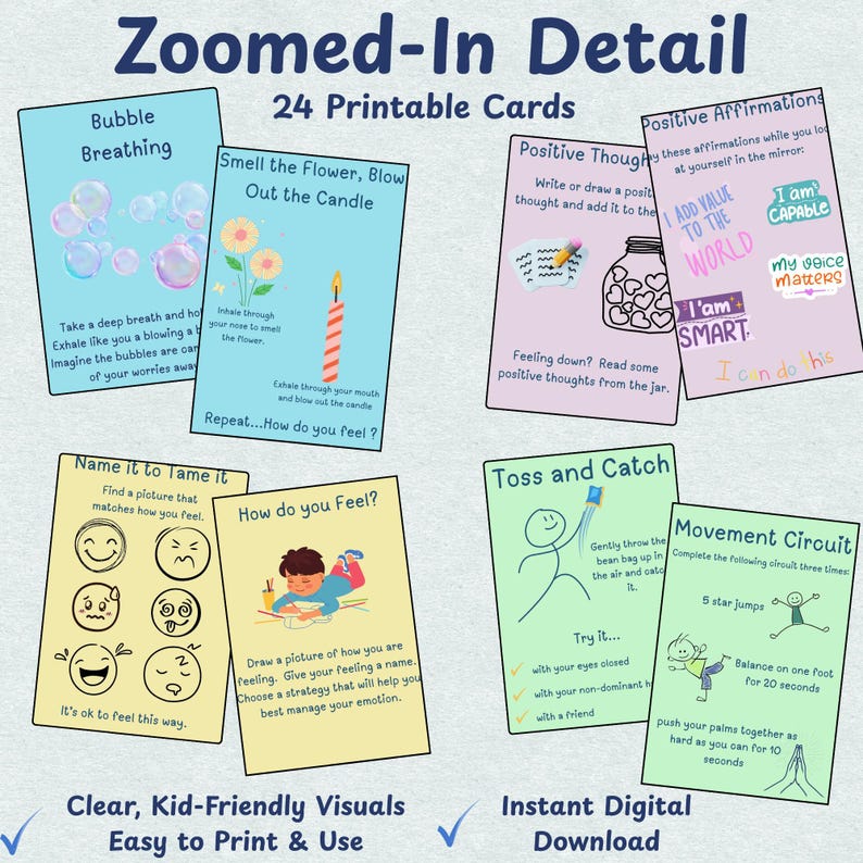 Printable SEL Activity Cards for Kids – Calming Strategies, Mindfulness ...