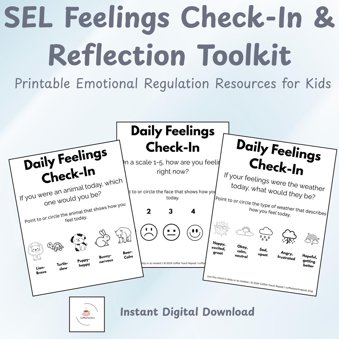 Printable Feelings Check-in Toolkit for Kids – SEL Emotion Charts ...